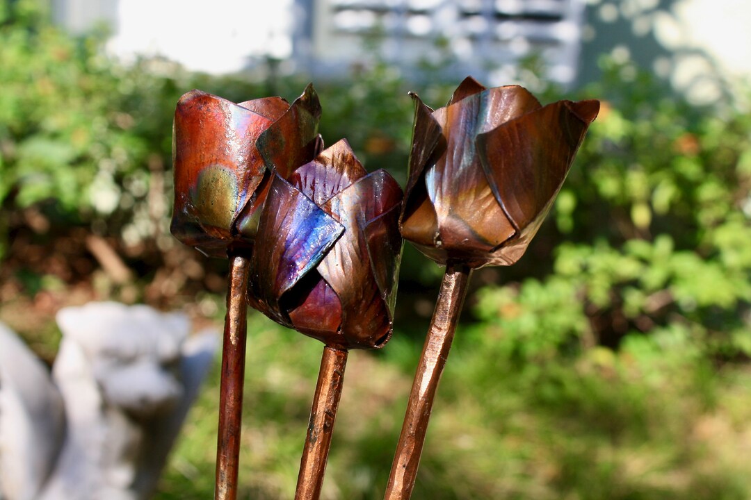 Copper Tulips, Set of Three Hand Made Eternal Flowers - Etsy