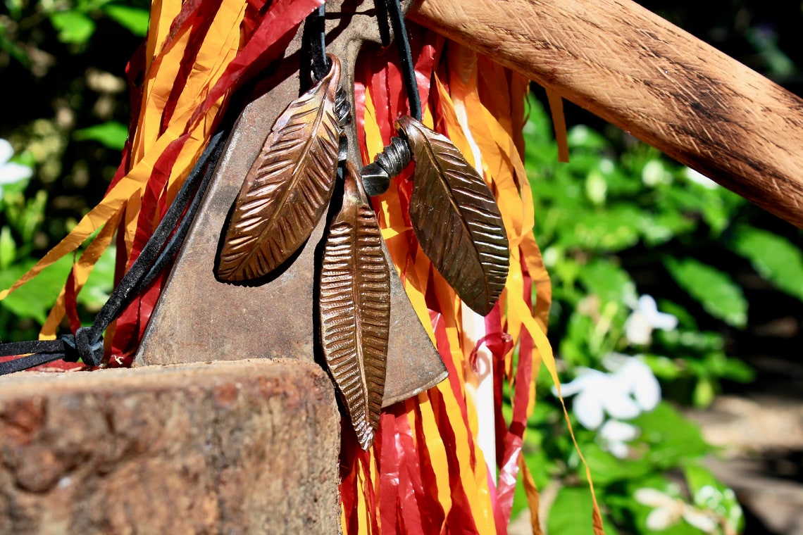 Seminole Necklace Copper Feathers and Beads - Etsy