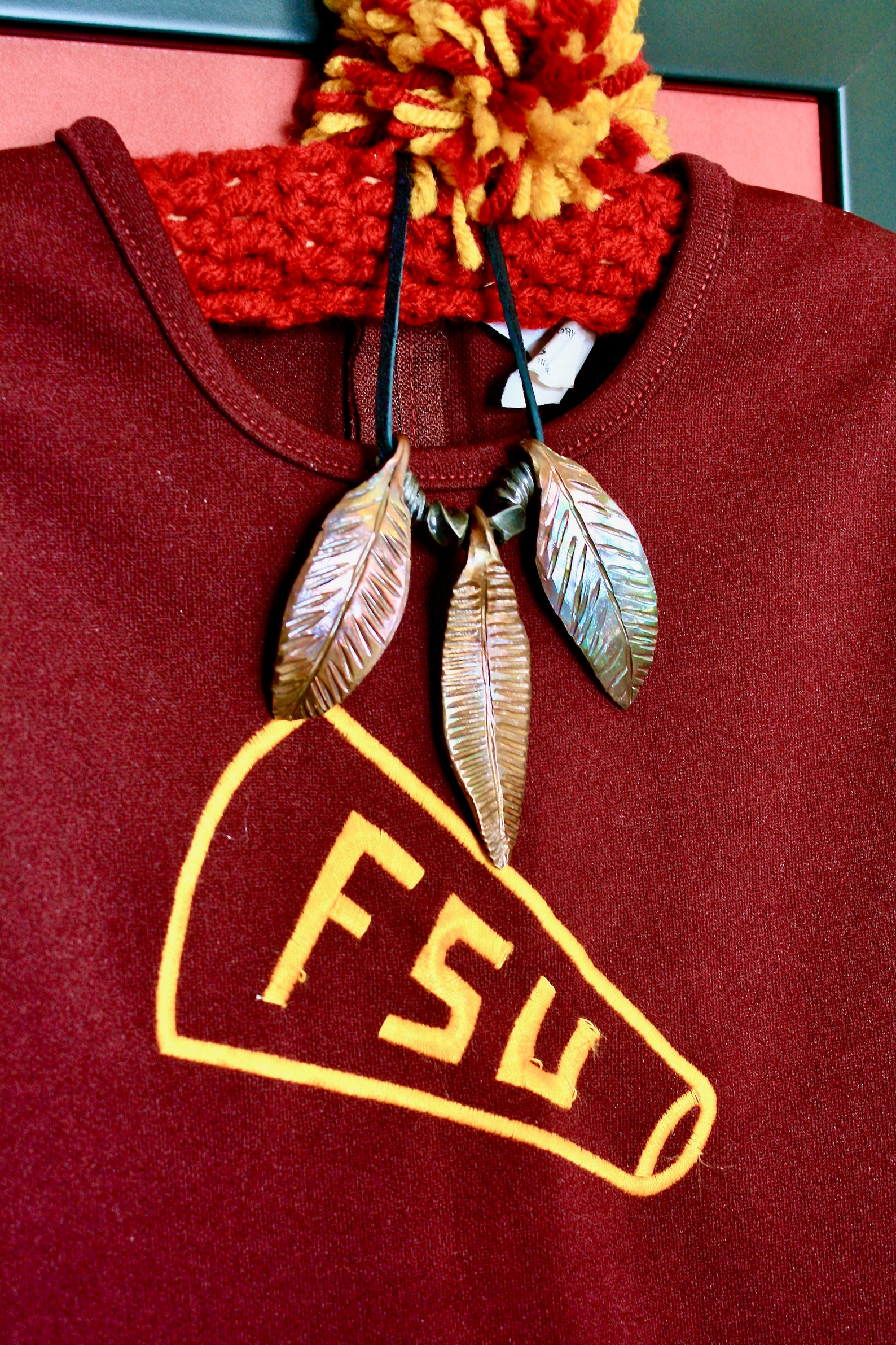 Seminole Necklace, Copper Feathers and Beads - Etsy