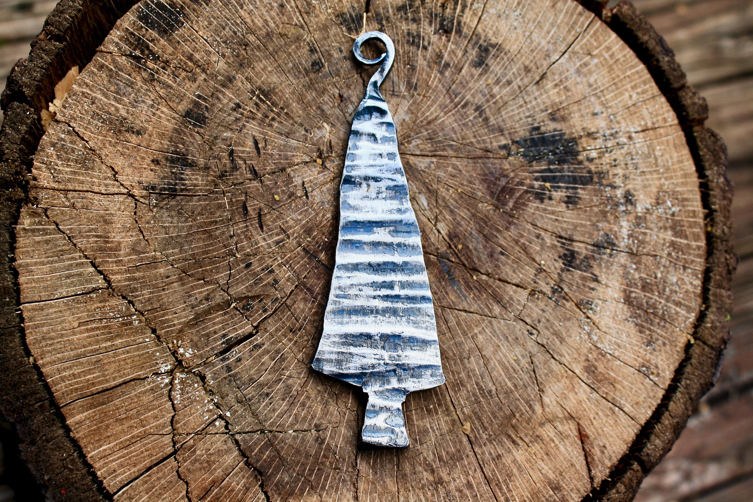 Set of three hand forged Christmas tree ornament | Etsy