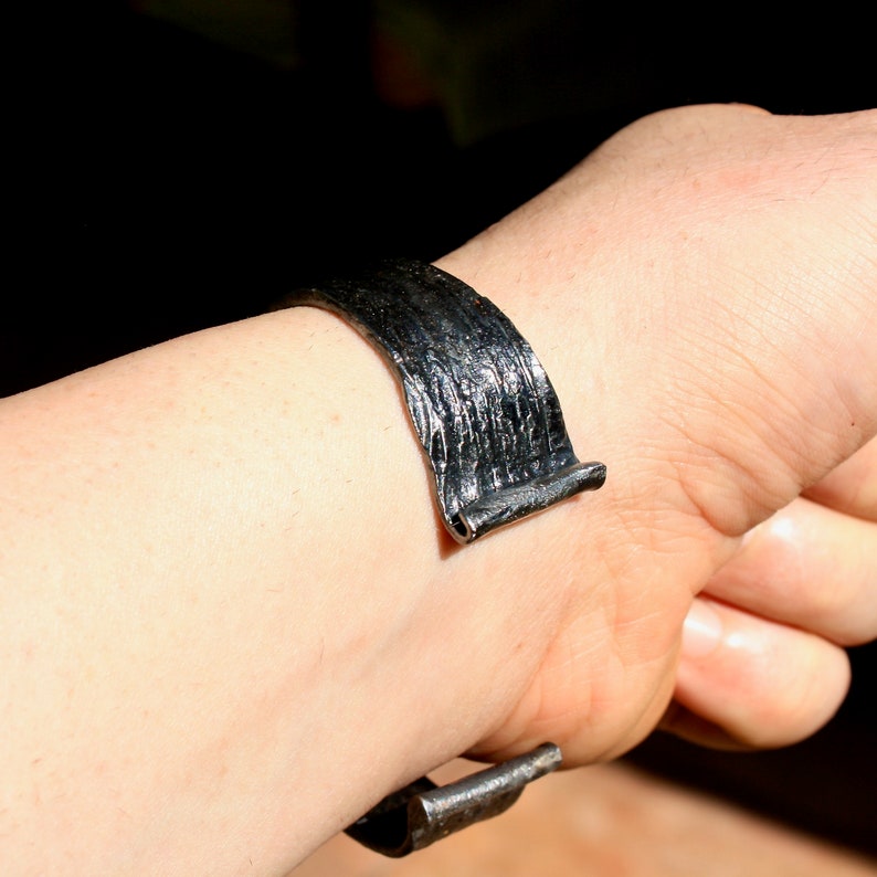 Hand Forged Iron Bracelet - Etsy