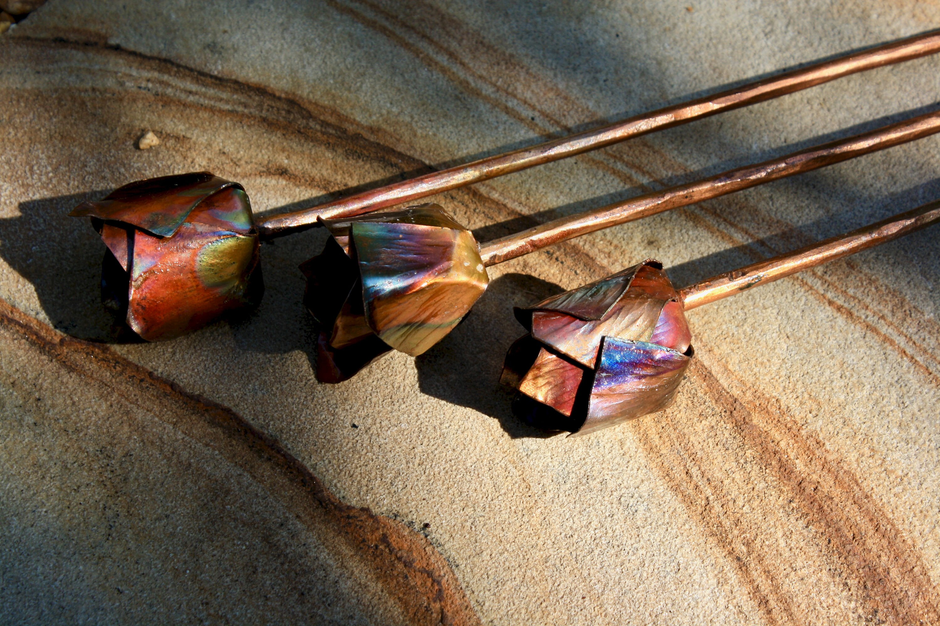 Copper tulips set of three hand made eternal flowers | Etsy