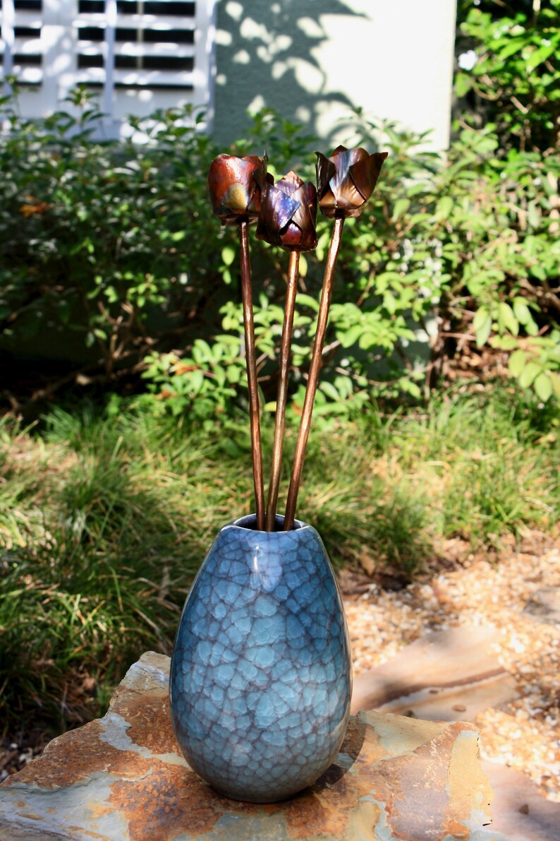 Copper Tulips Set of Three Hand Made Eternal Flowers - Etsy