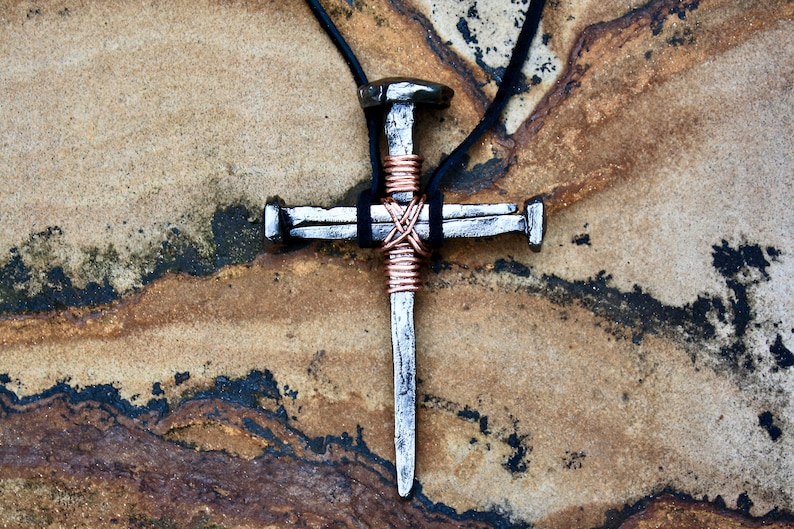 Large Cross Pendant Three Nails One Cross - Etsy