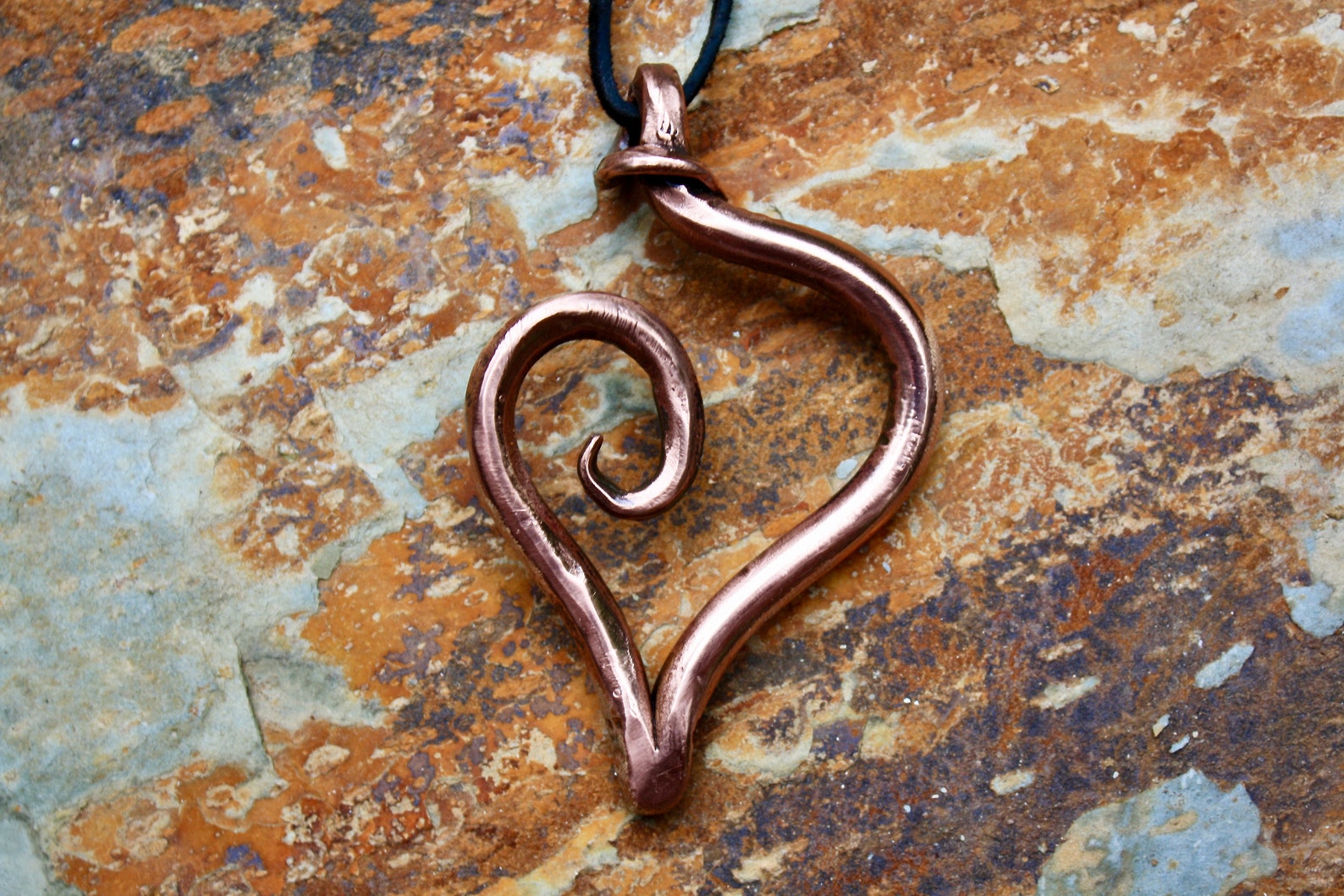 Abstract Copper Heart Pendant - Etsy