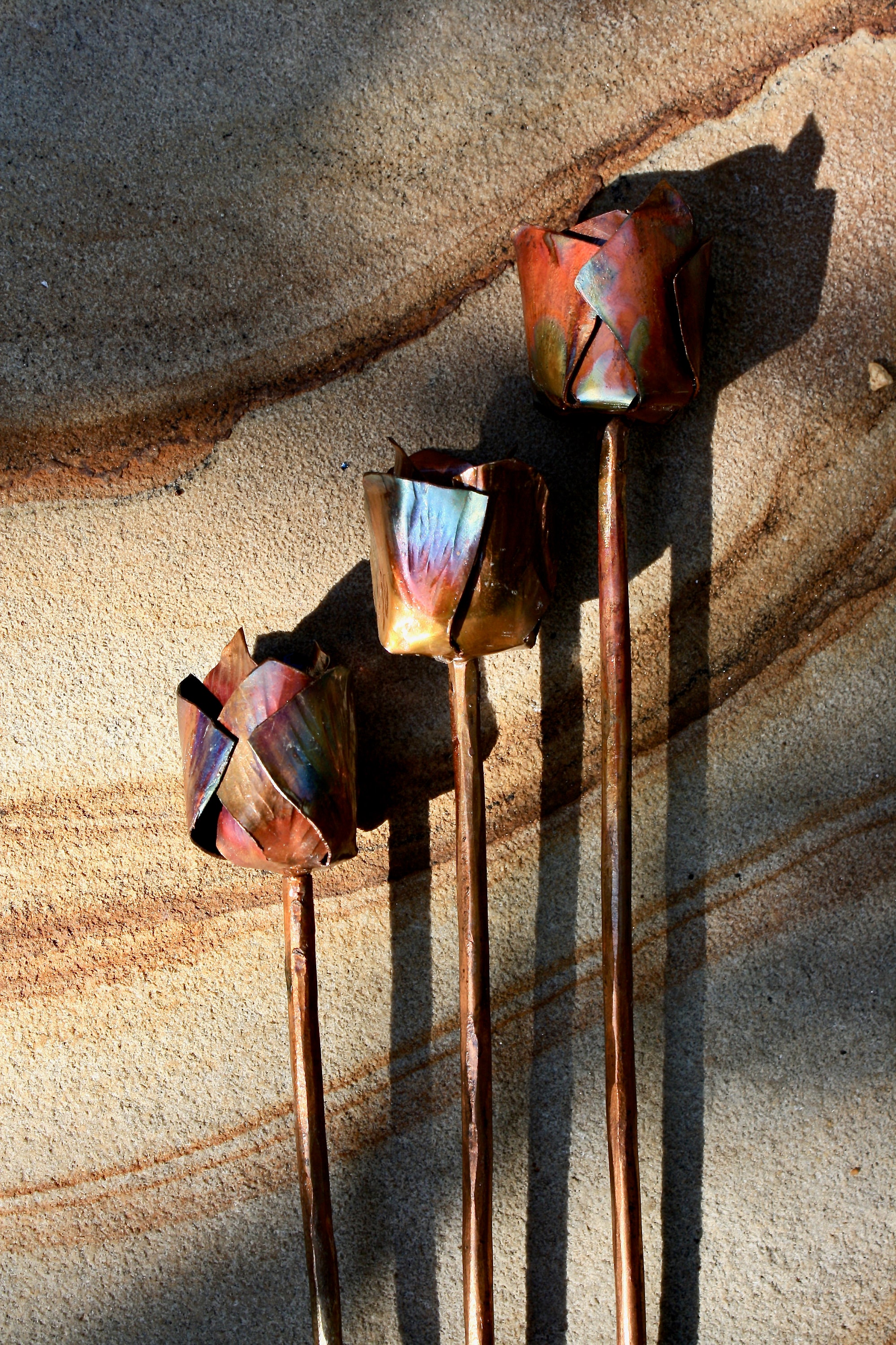 Copper tulips set of three hand made eternal flowers | Etsy