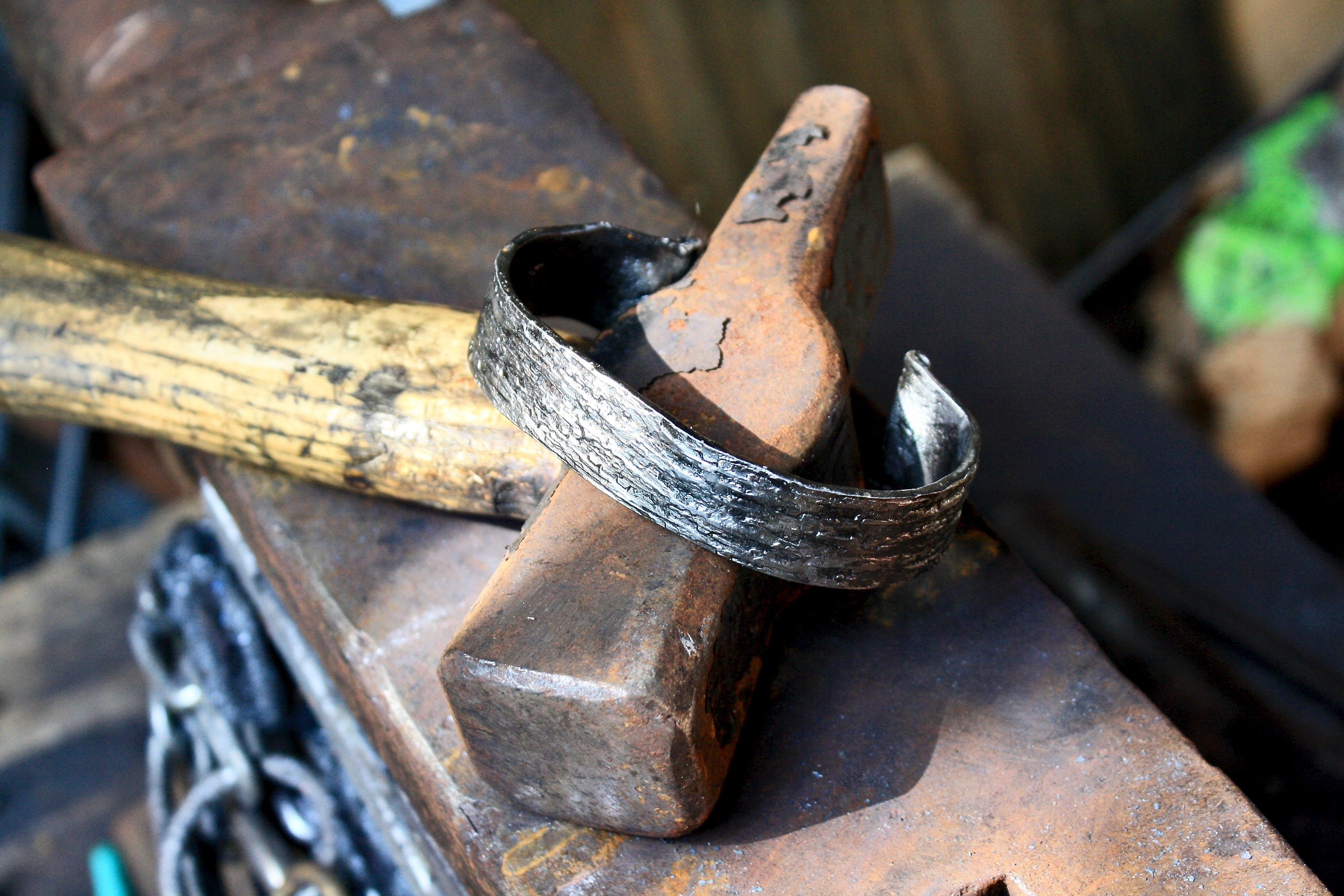 Hand Forged Iron Bracelet - Etsy