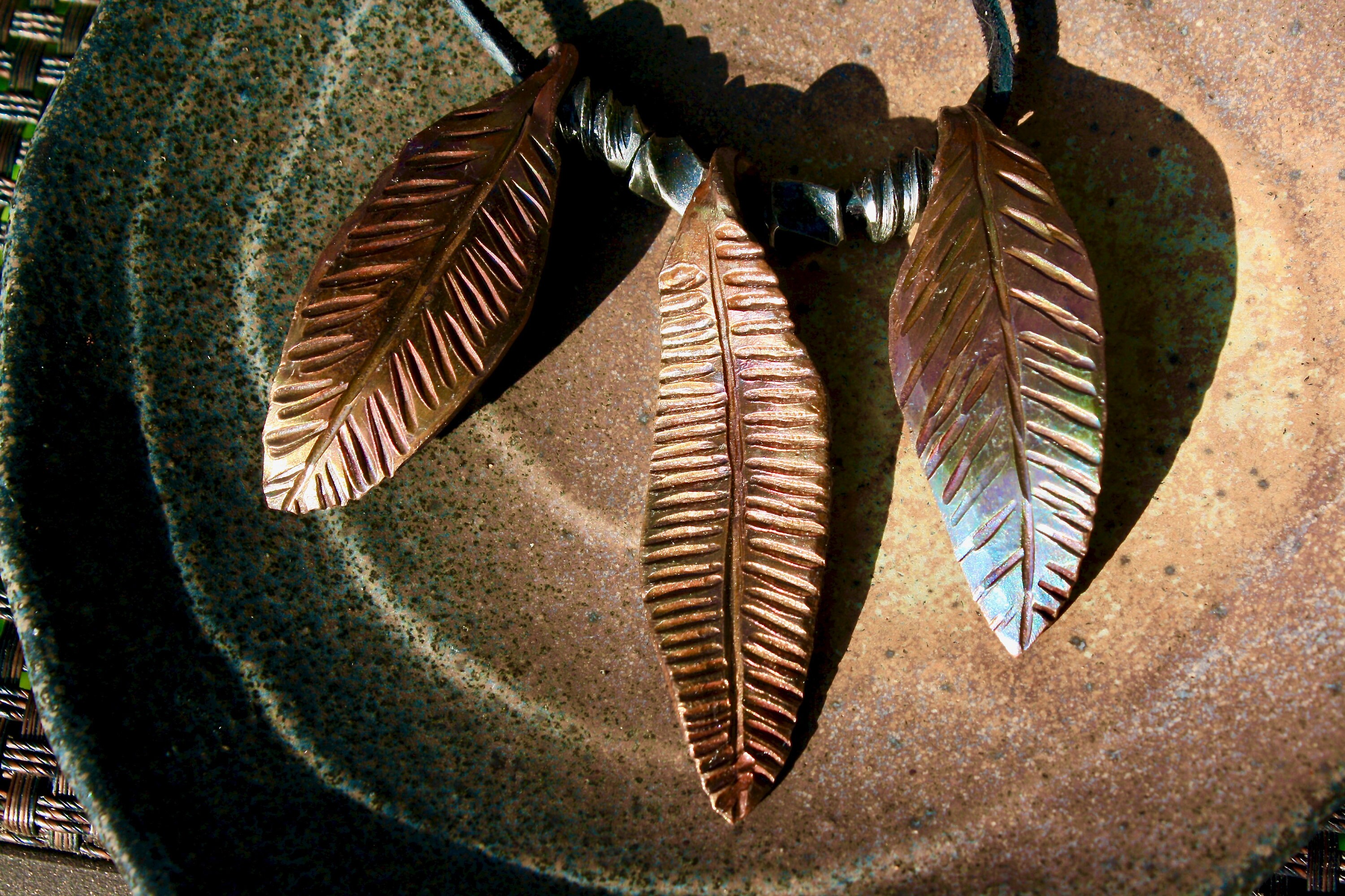 Seminole Necklace Copper Feathers and Beads - Etsy