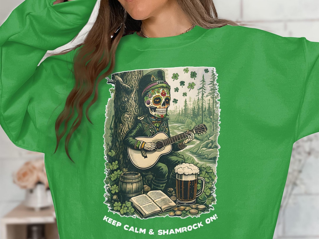 St Patricks Day Sugar Skull, Keep Calm & Shamrock On, Guitar Player ...