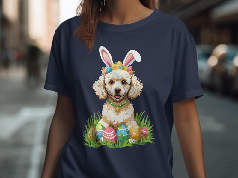 Poodle With Easter Bunny Ears & Easter Eggs, Festive Springtime ...