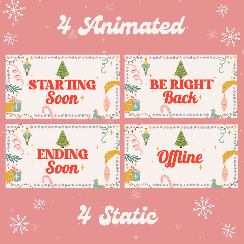8 Twitch Christmas Stream Scenes, Animated and Static Overlay, Starting ...