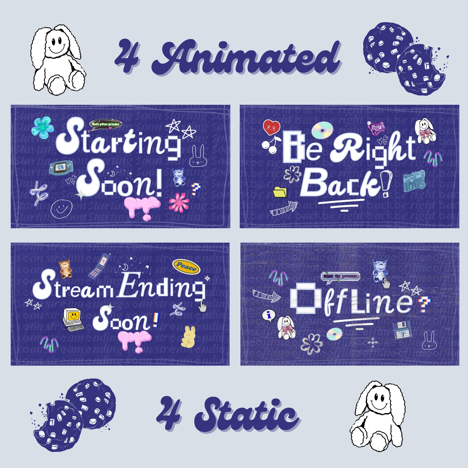 8 Twitch Stream Scenes, Animated and Static Overlay, Starting Soon, Be ...