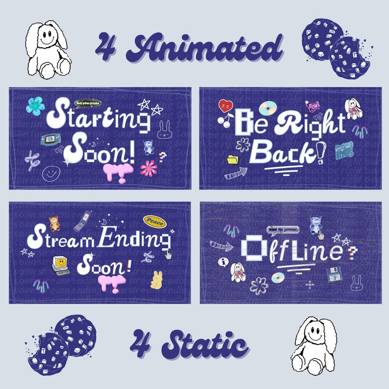 8 Twitch Stream Scenes, Animated and Static Overlay, Starting Soon, Be ...