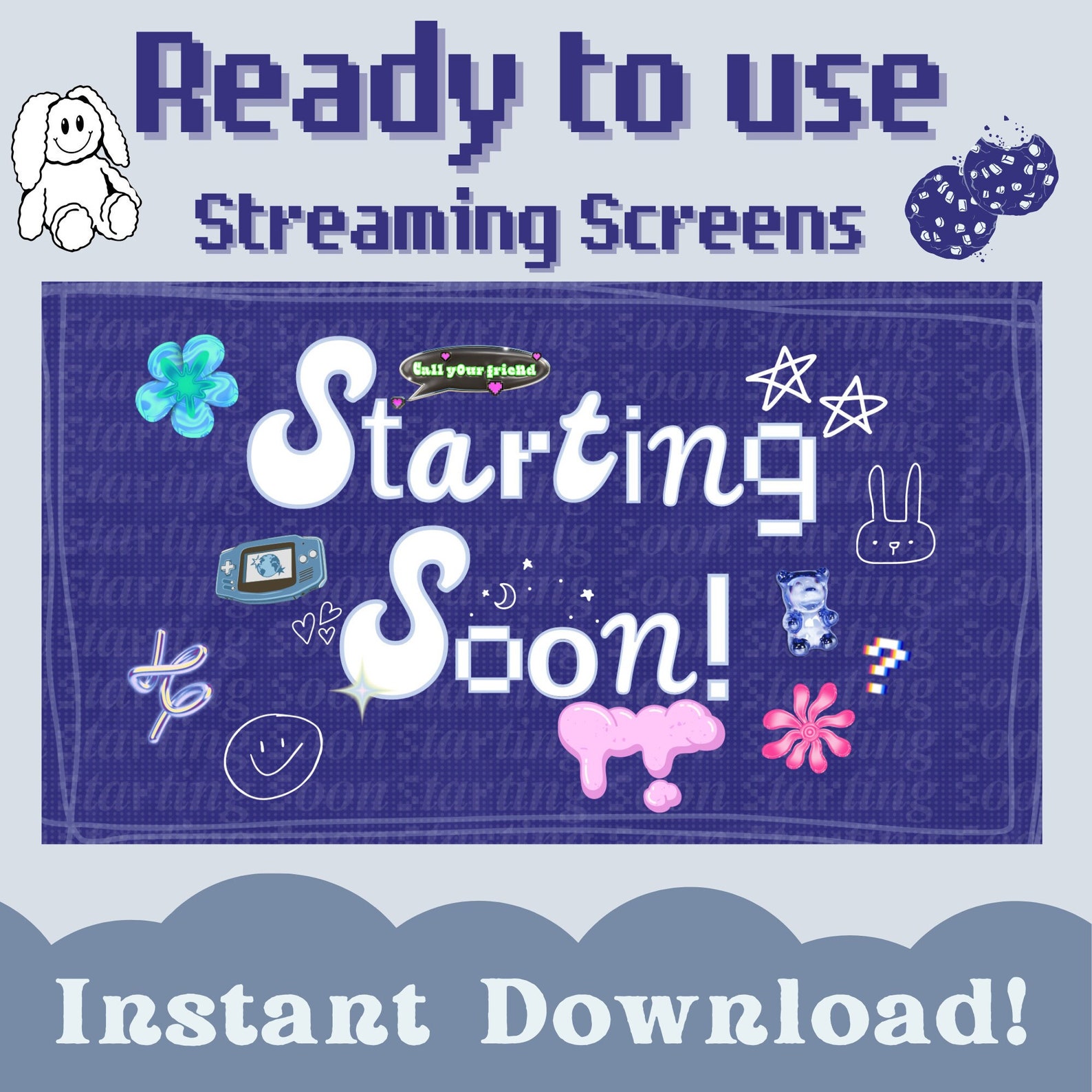 8 Twitch Stream Scenes, Animated and Static Overlay, Starting Soon, Be ...