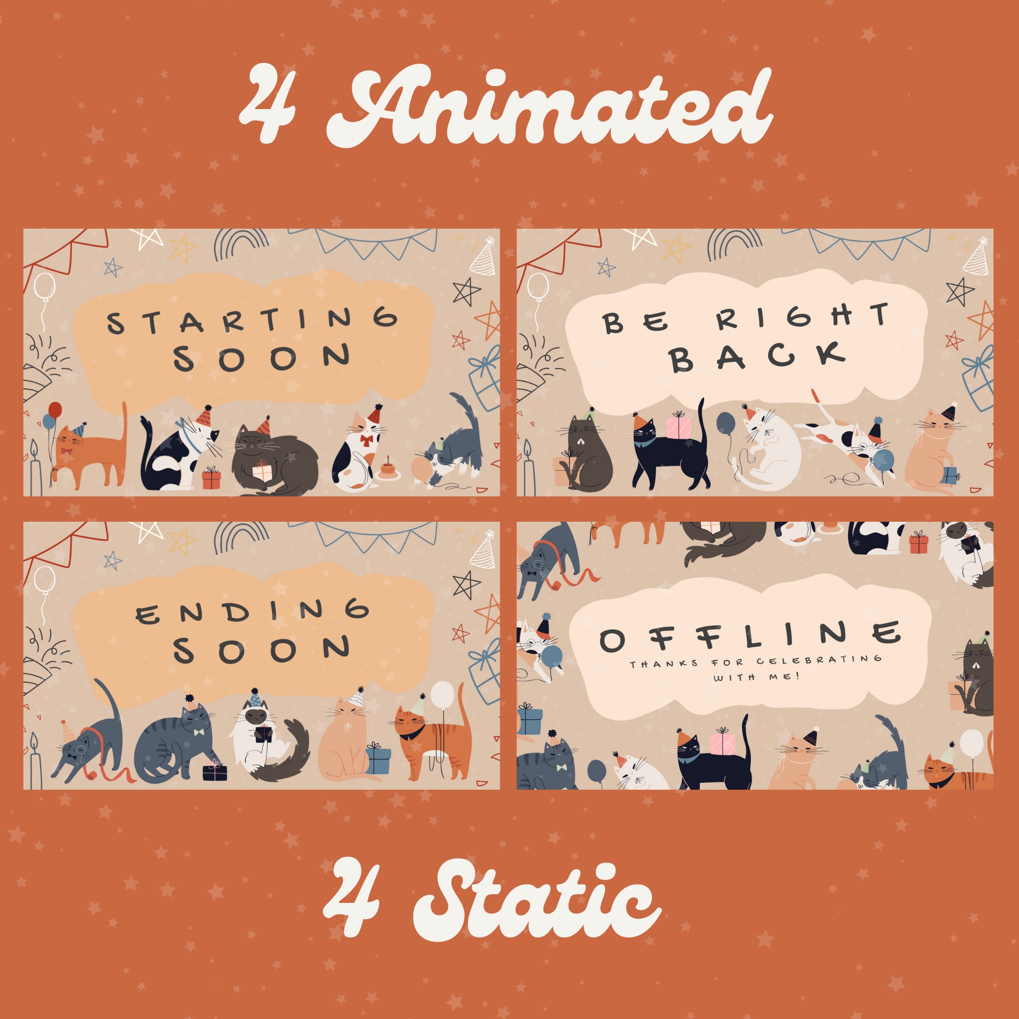 8 Twitch Stream Scenes, Animated and Static Overlay, Starting Soon, Be ...