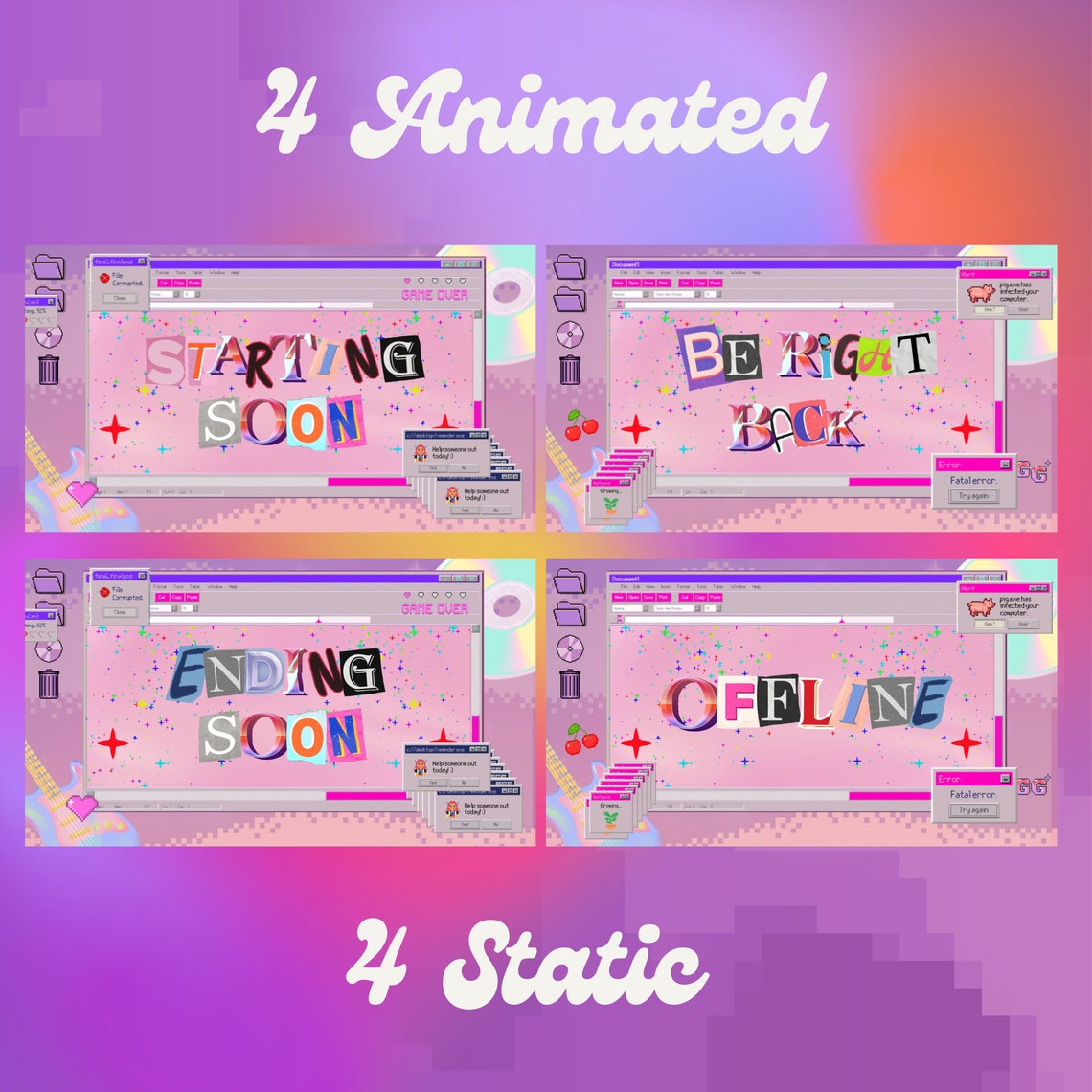 8 Twitch Stream Scenes, Animated and Static, Starting Soon, Be Right ...