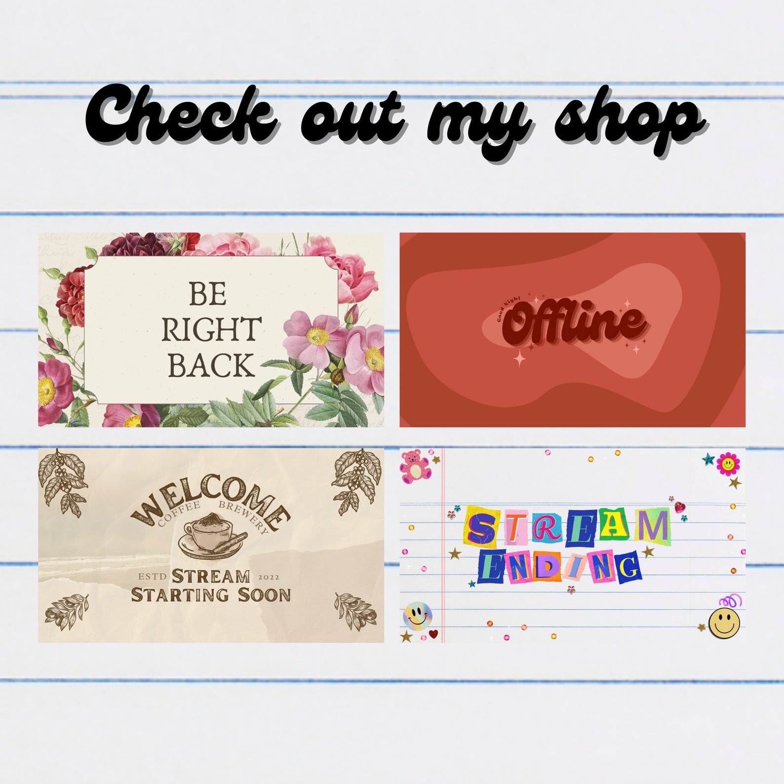 8 Twitch Stream Scenes, Animated and Static Overlay, Starting Soon, Be ...