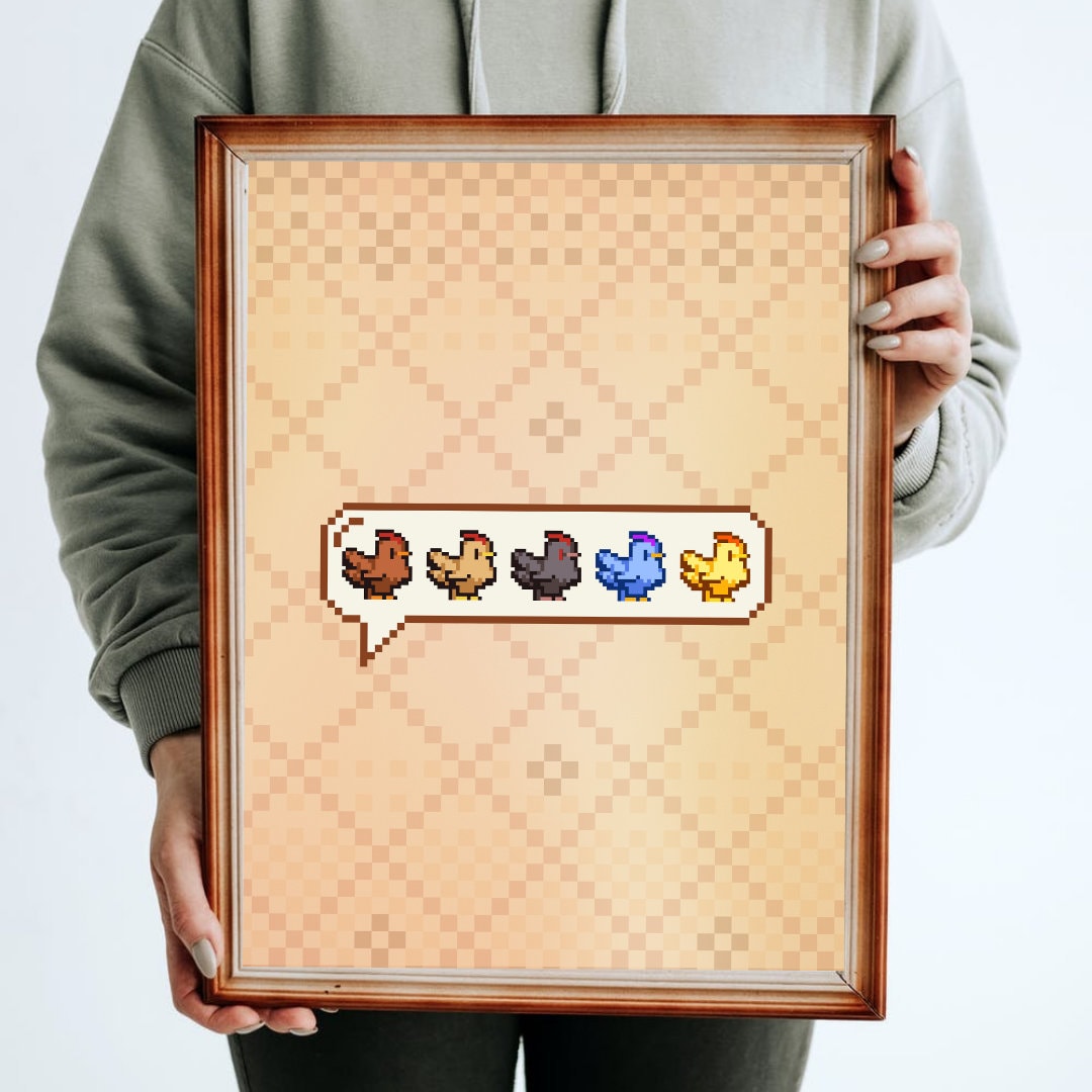 Stardew Valley Printable Wall Art, Pixel Chickens, Instant Digital ...