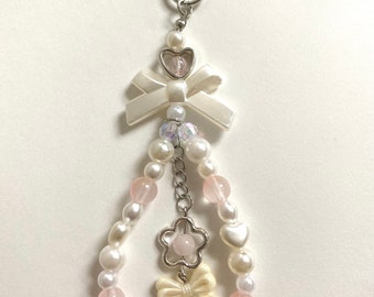 Bow & Pearl Phone Charm Aesthetic Handmade Beaded Charm - Etsy