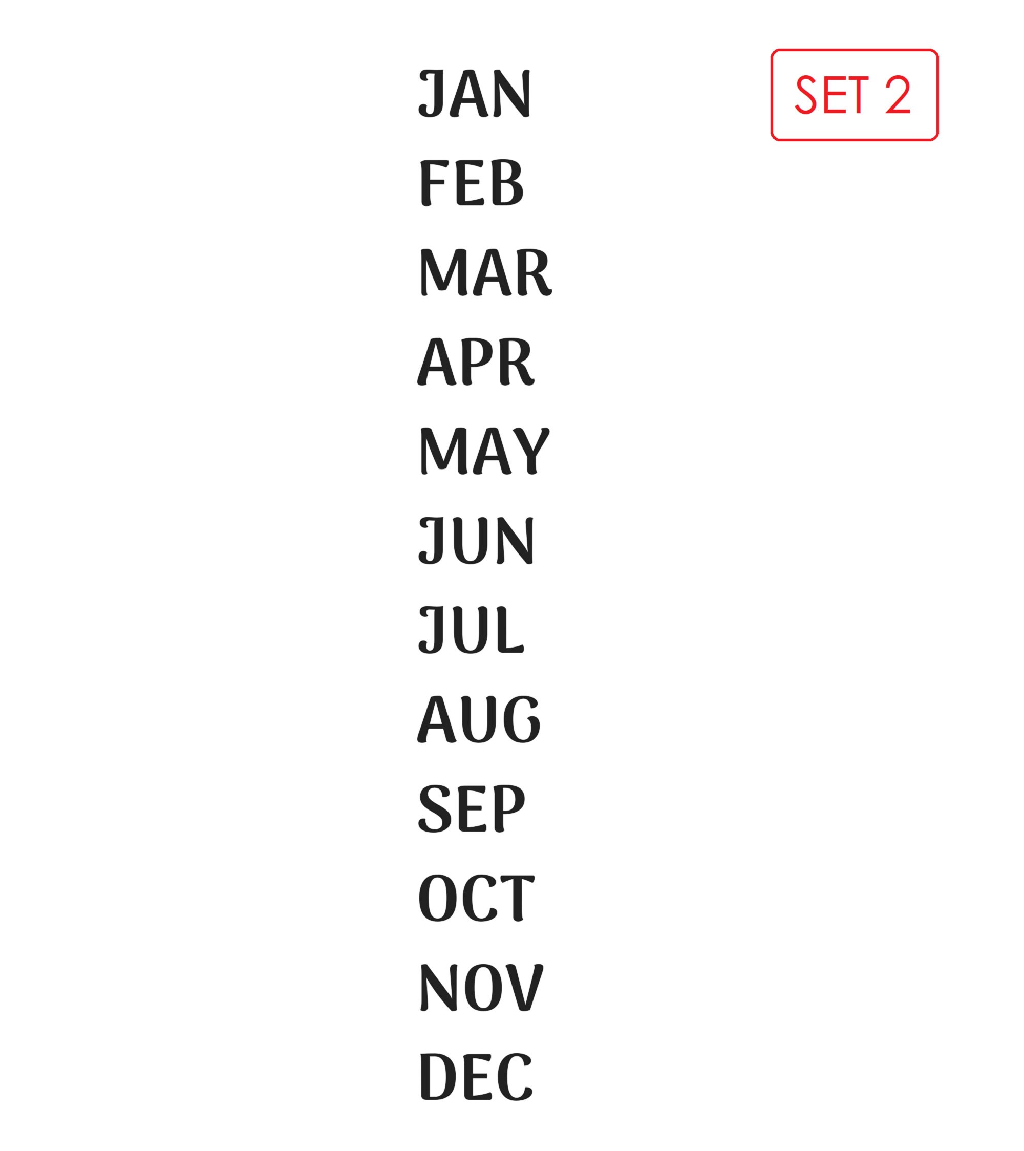 12 MONTHS of THE YEAR Stickers Labels January December for Notebook ...