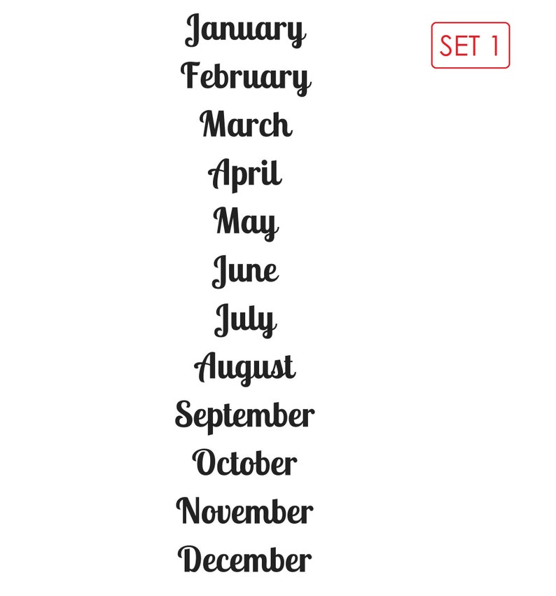 12 MONTHS of THE YEAR Stickers | Labels January - December for Notebook ...
