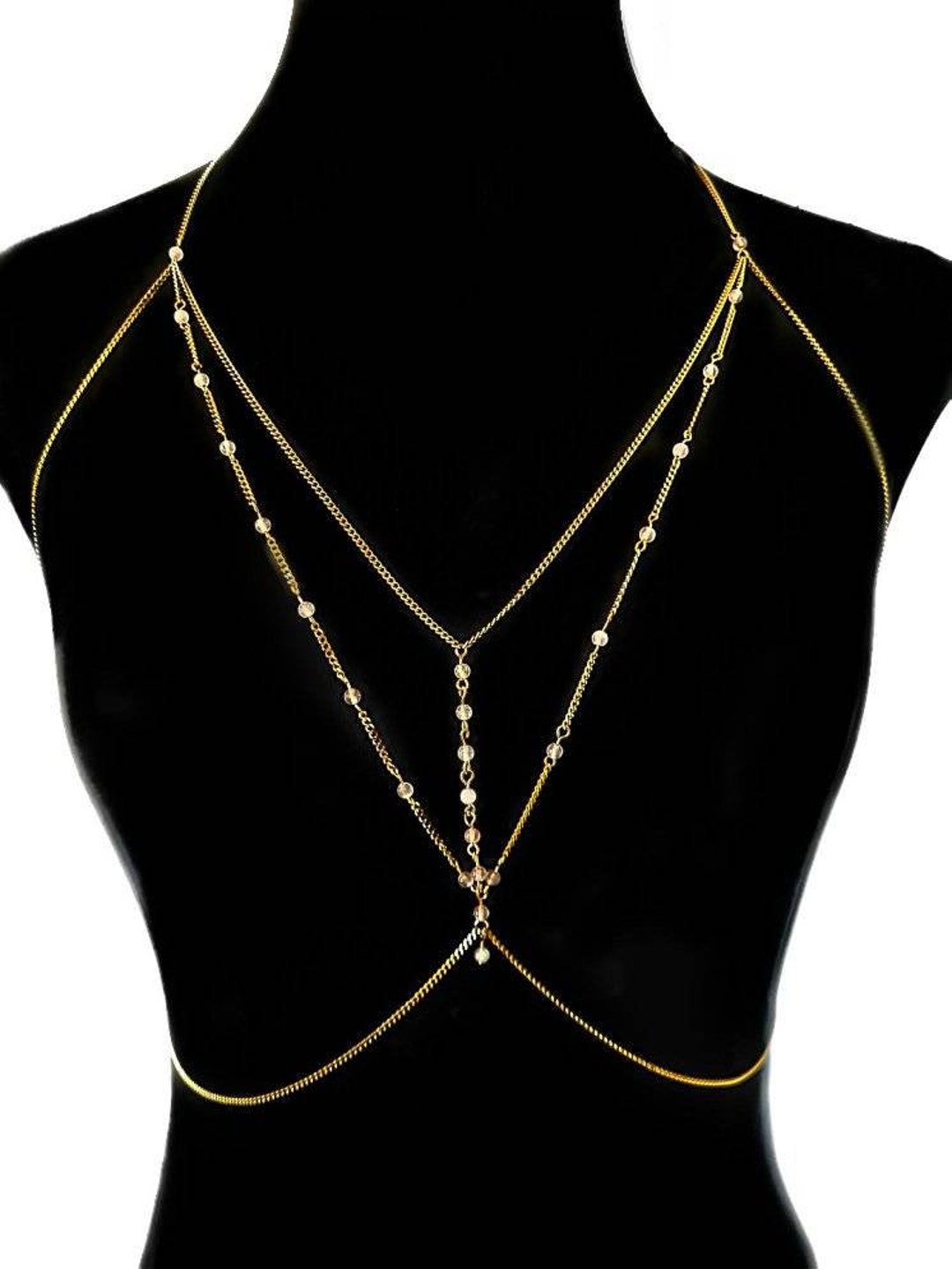 Crystal Clarity: Sleek Steel Body Chain With Transparent Stones - Etsy