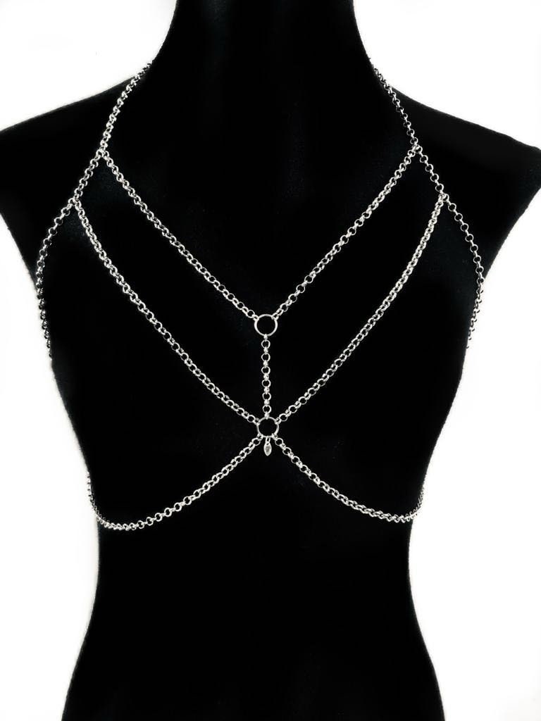 Elegant Body Chain Handmade Silver Bra Minimalistic Simple - Etsy