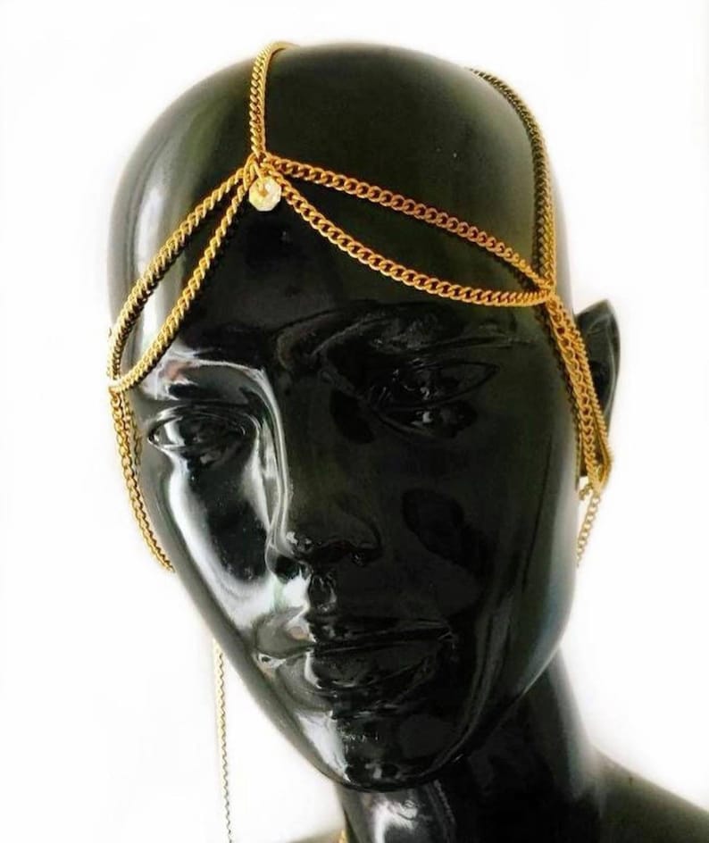 Golden Head Chain Head Dress Hairdresser Hair Jewelry in | Etsy