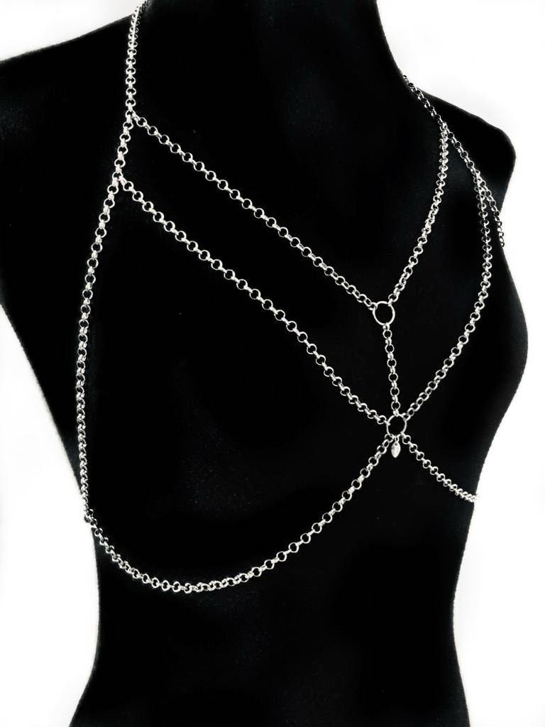 Elegant Body Chain Handmade Silver Bra Minimalistic Simple - Etsy