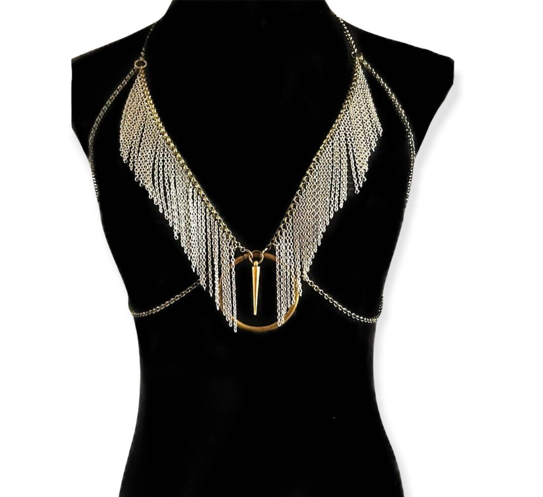 Handmade Sensual Fringe Body Chain Bralette – Festival Boho Layered ...