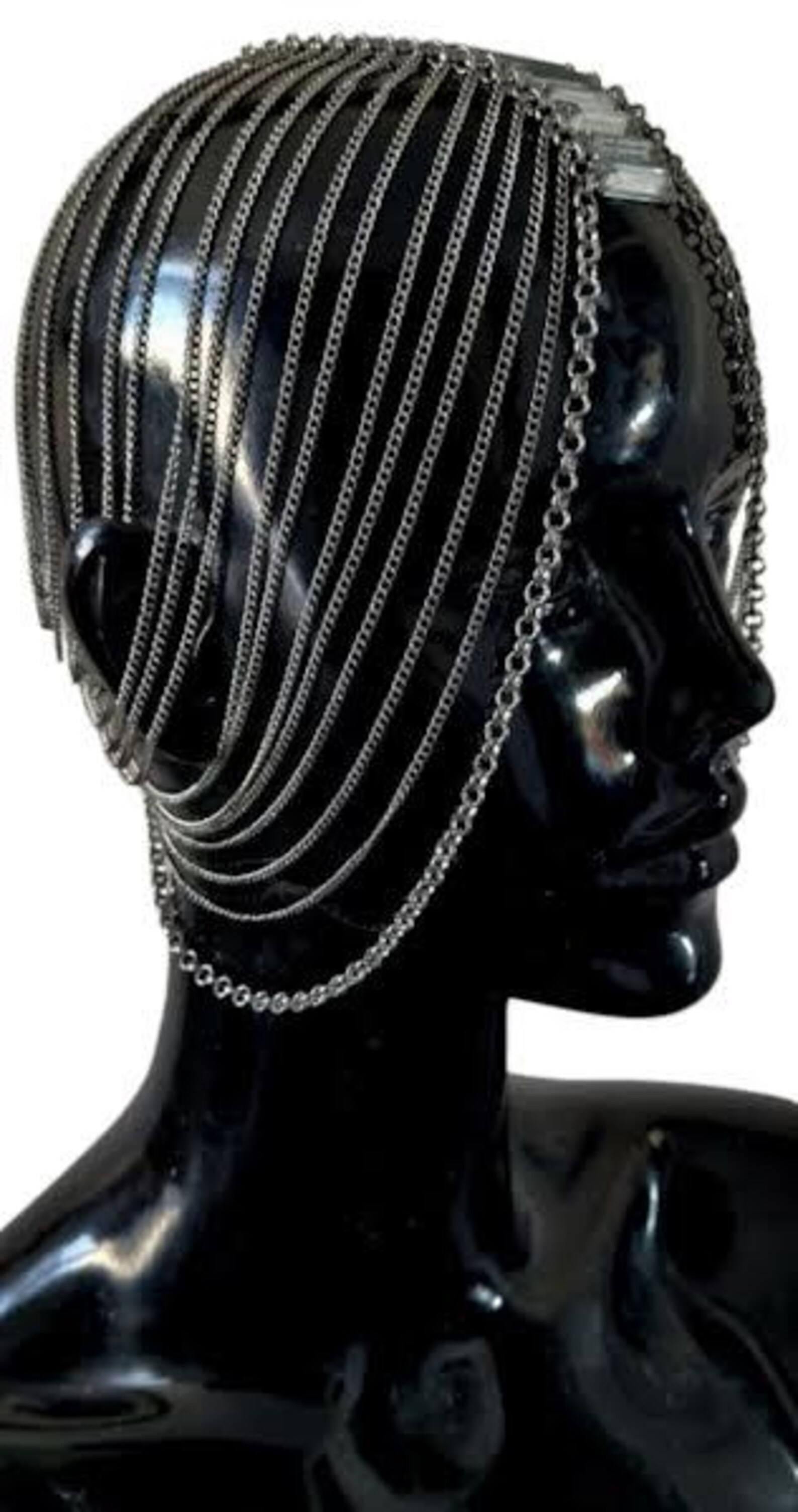 Gothic Crystal Chain Headpiece – Silver Cyberpunk Head Jewelry - Etsy