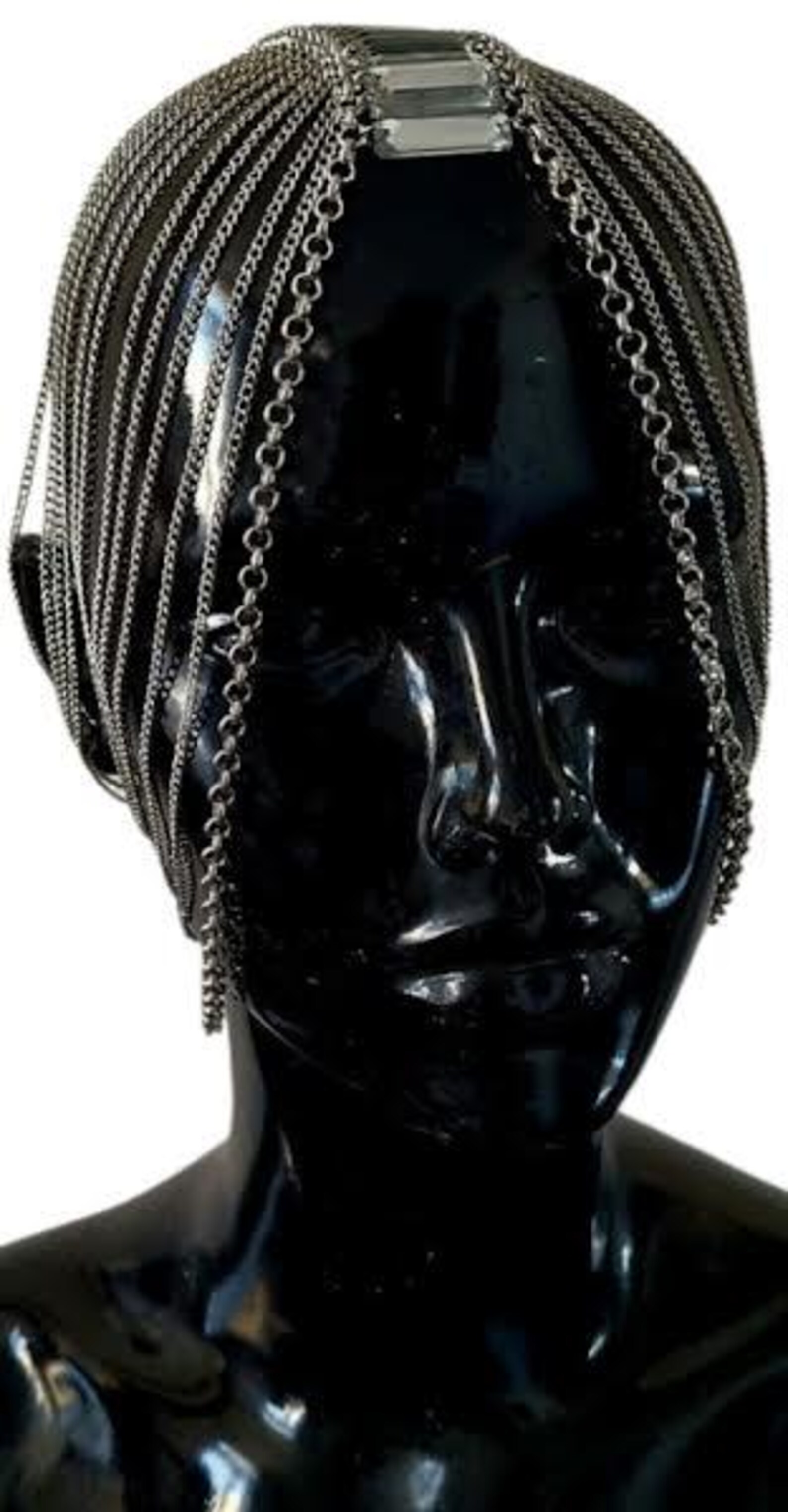 Gothic Crystal Chain Headpiece – Silver Cyberpunk Head Jewelry - Etsy