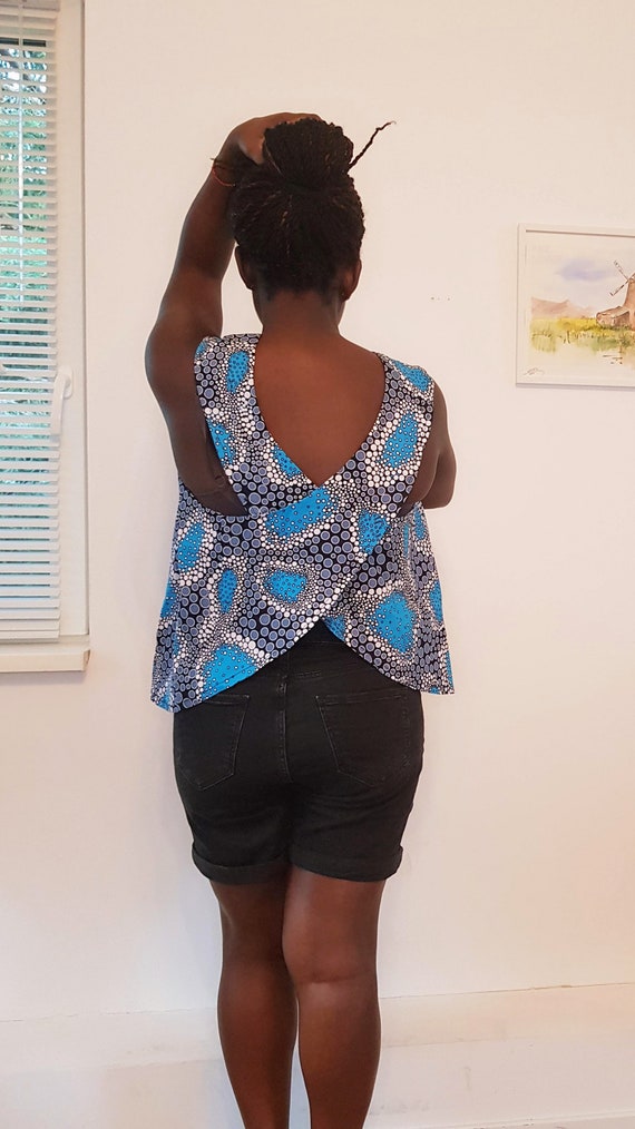 African print top african clothing for women cross back top | Etsy