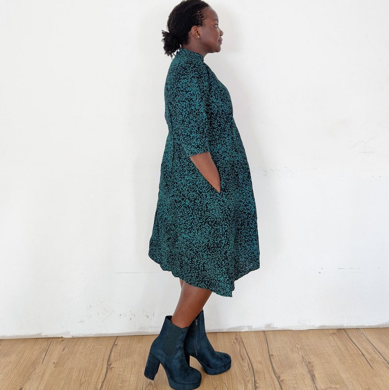 Green Dress, Shirt Dress, Africa Dress for Woman, Blouse Dress, Kitenge ...