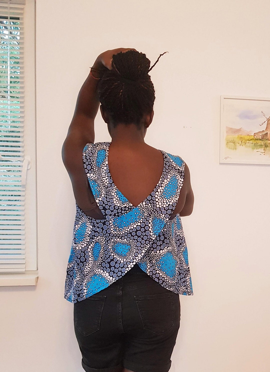 African Print Top, African Clothing for Women, Cross Back Top, Floral ...