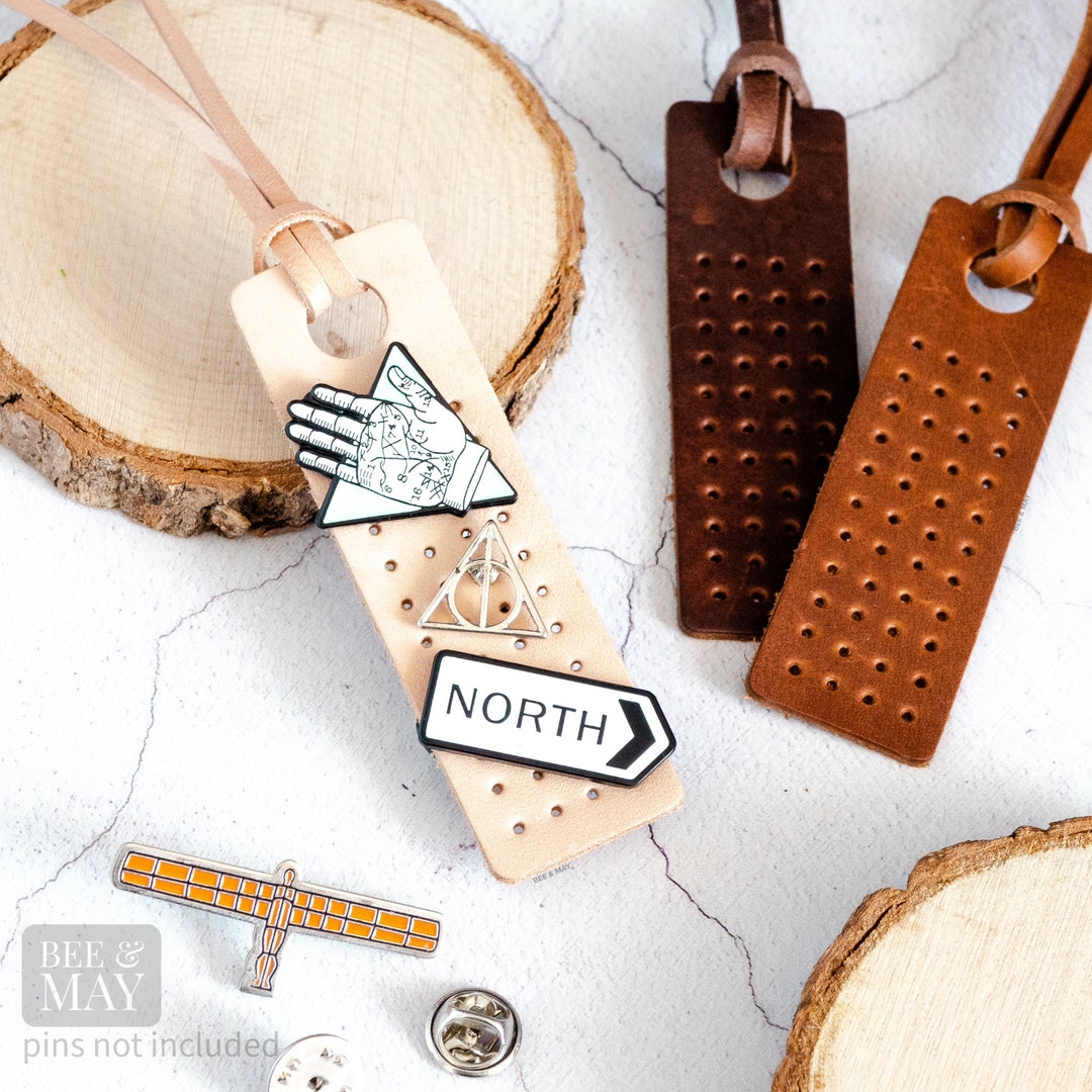Original Enamel Pin Display Tag for Handbags. Upcycled Leather, Pin ...