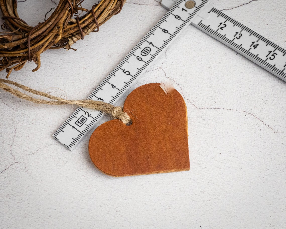Leather Heart Decoration Choice of Colours. Leather Gift Tags. - Etsy