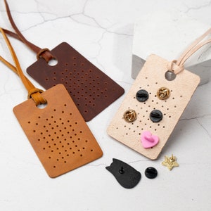 XL Enamel Pin Display Tag for Handbags. Upcycled Leather, Pin Badge ...