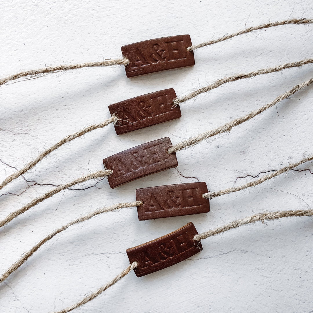 Personalised Leather Wedding Favour Gift Tags, Napkin Rings, Set of 5 ...