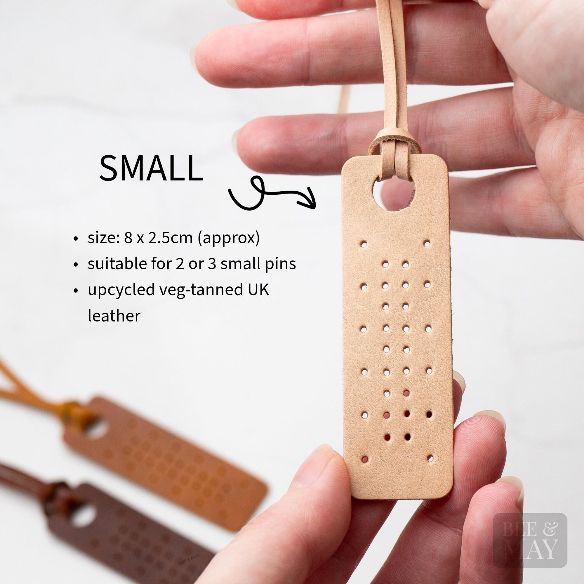 Small Enamel Pin Display Tag for Handbags. Upcycled Leather, Pin Badge ...