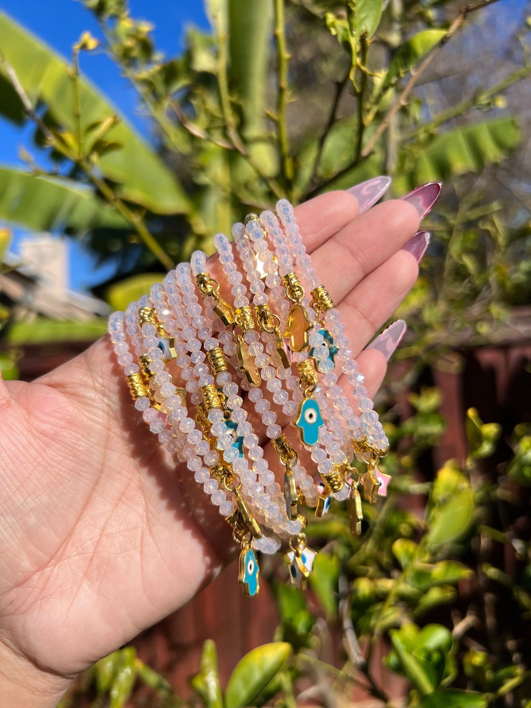 Pink Rainbow Evil Eye Star Bracelet Bracelets for Women - Etsy