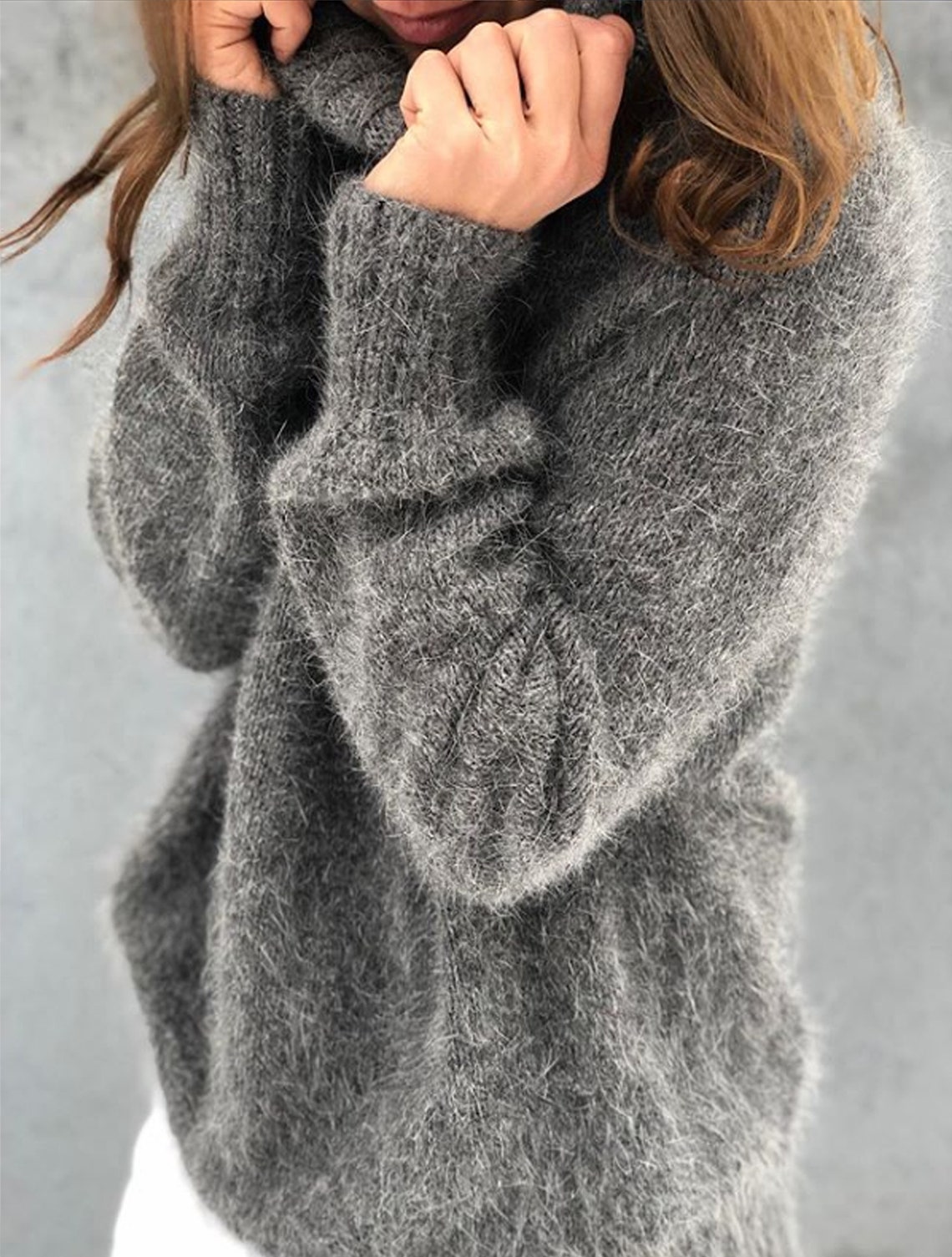 Sweater Angora Knit Women Angora Knit Jumper Dark Grey - Etsy