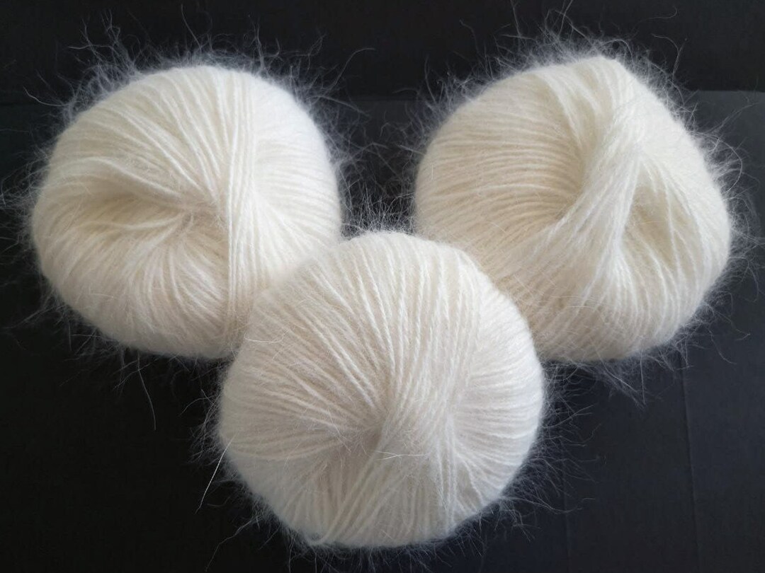 Angora Yarn for Knitting 100% Angora White Angora Fluffy Yarn 25 Gram ...
