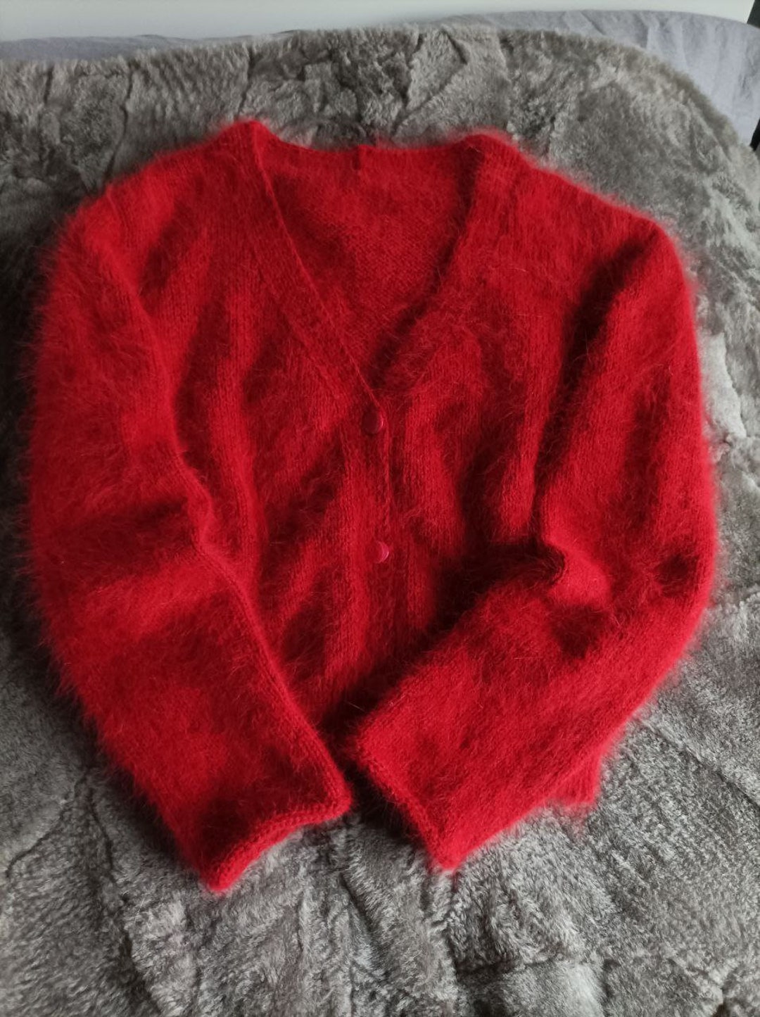 Angora Knit Cardigan Bridal Bolero Red Winter Cozy Soft Fluffy Cardigan ...