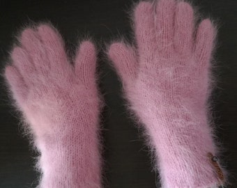 Angora Knit Gloves Women Handknit Mittens Women Angora Knit | Etsy