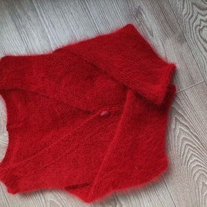Angora Knit Cardigan Bridal Bolero Red Winter Cozy Soft Fluffy Cardigan ...