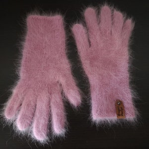 Angora Knit Pink Gloves Women Handknit Mittens - Etsy