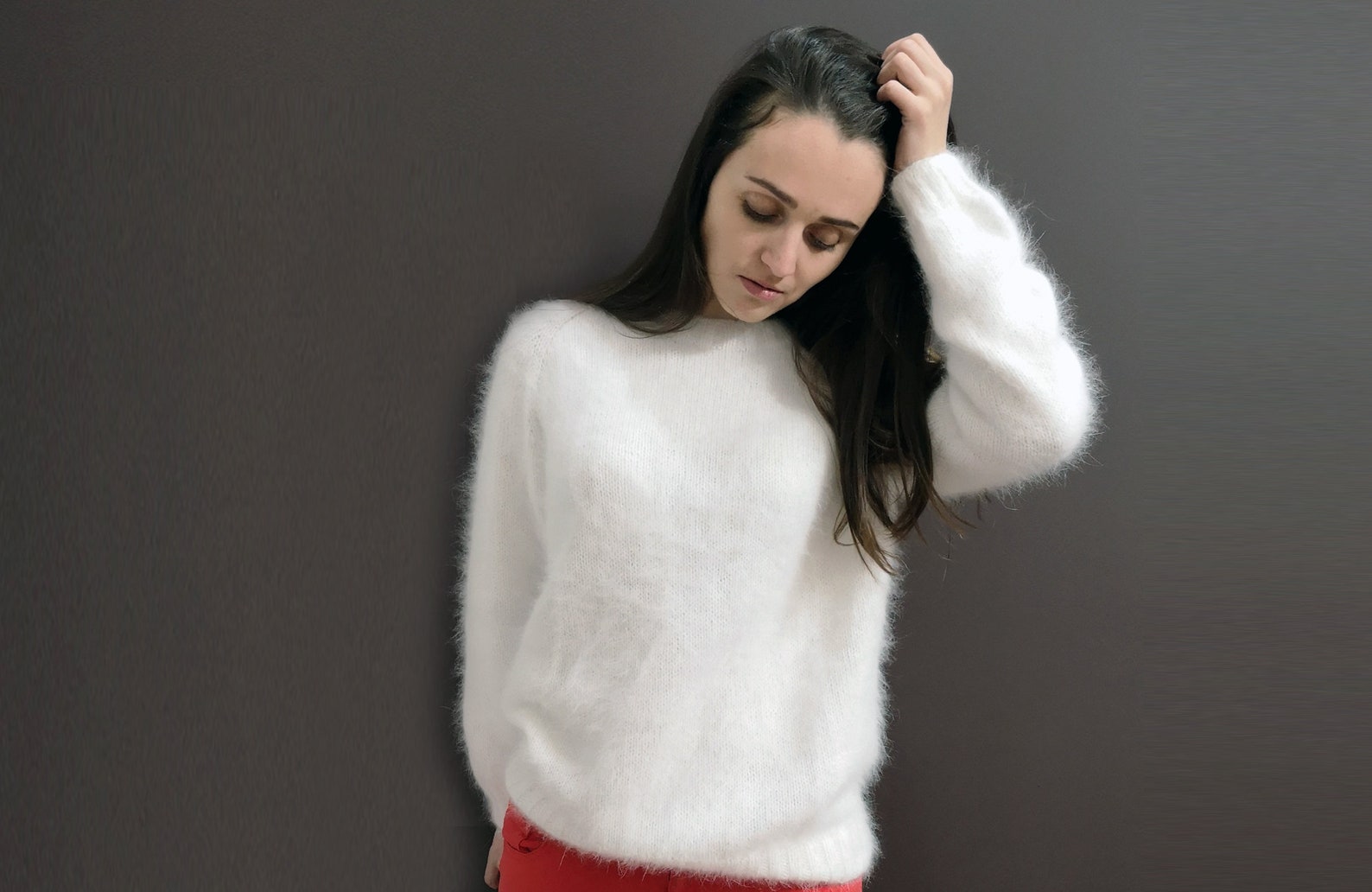 Jumper Angora Knit Angora Jumper White Sweater Women Angora | Etsy