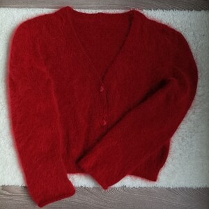 Angora Knit Cardigan Bridal Bolero Red Winter Cozy Soft Fluffy Cardigan ...