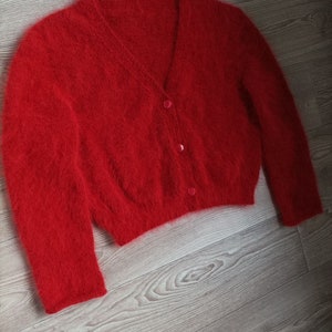 Angora Knit Cardigan Bridal Bolero Red Winter Cozy Soft Fluffy Cardigan ...